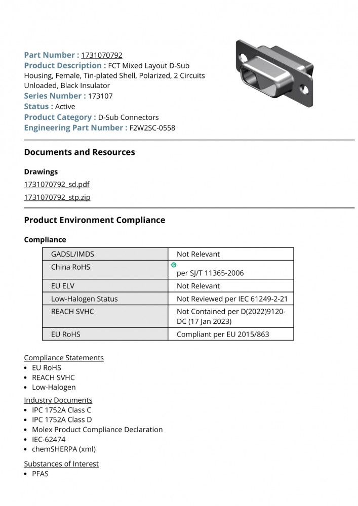 MOLEX 1731070792 drawing preview, page 1