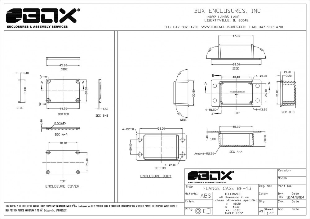 BF-13 flange case technical drawing preview