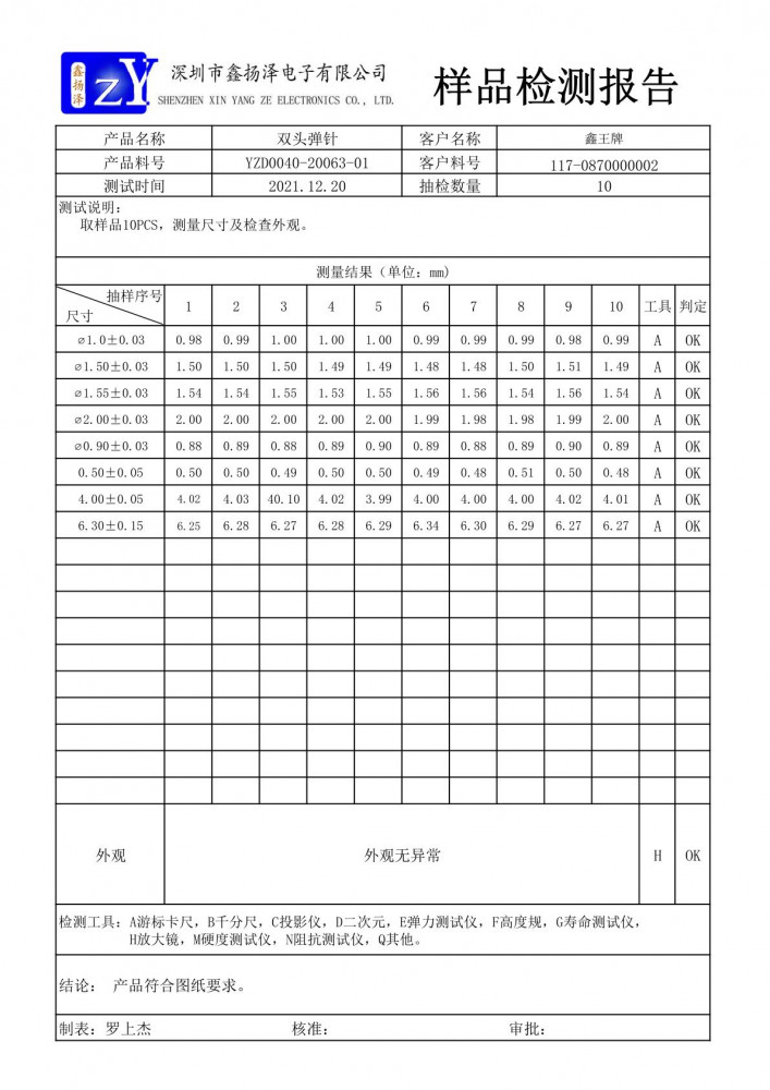 YZD0040-20063-01 specification page 5