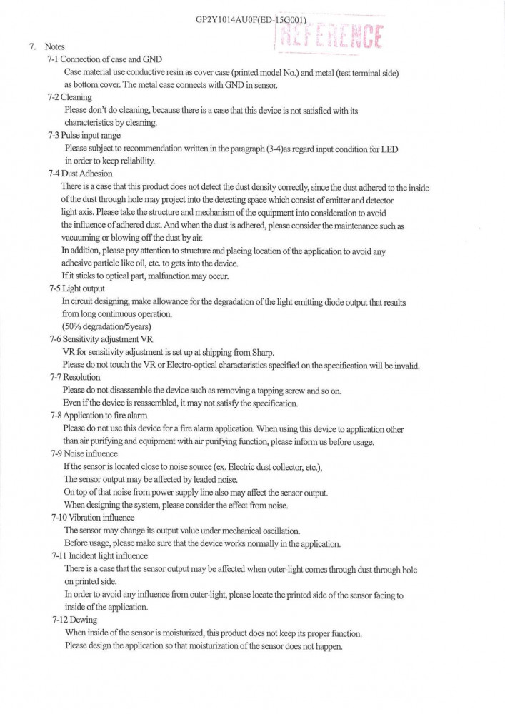 GP2Y1014AU0F specification page 4