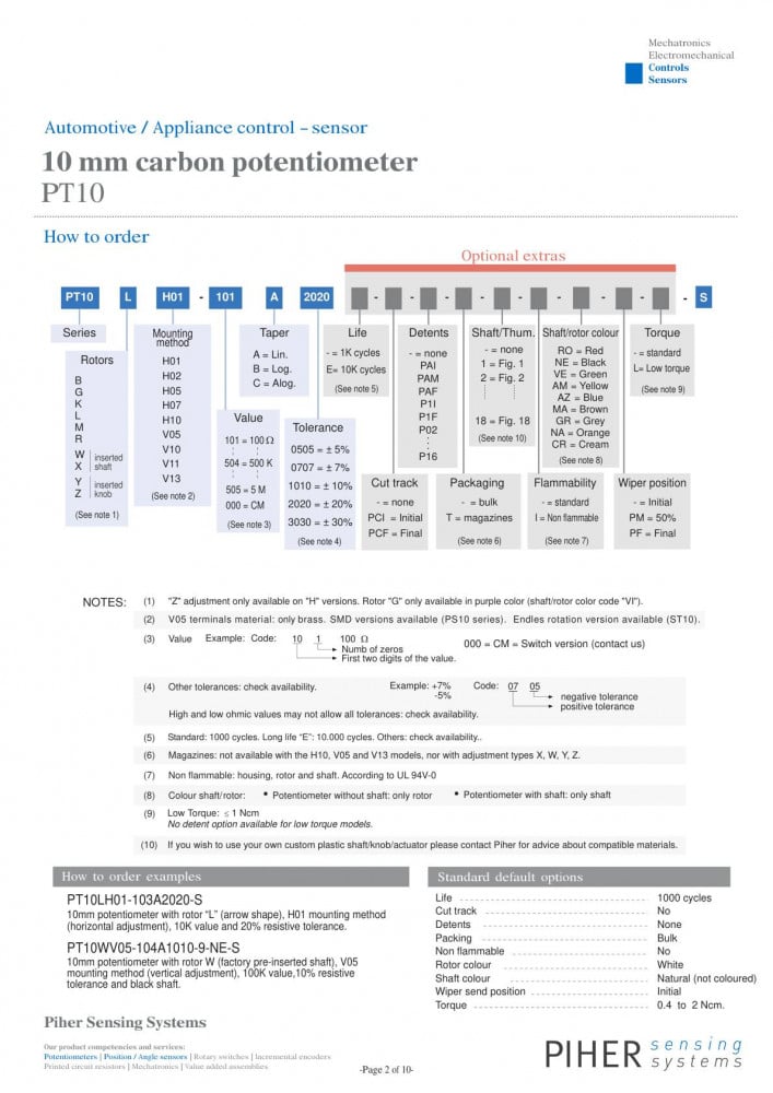 PT10 datasheet page 2