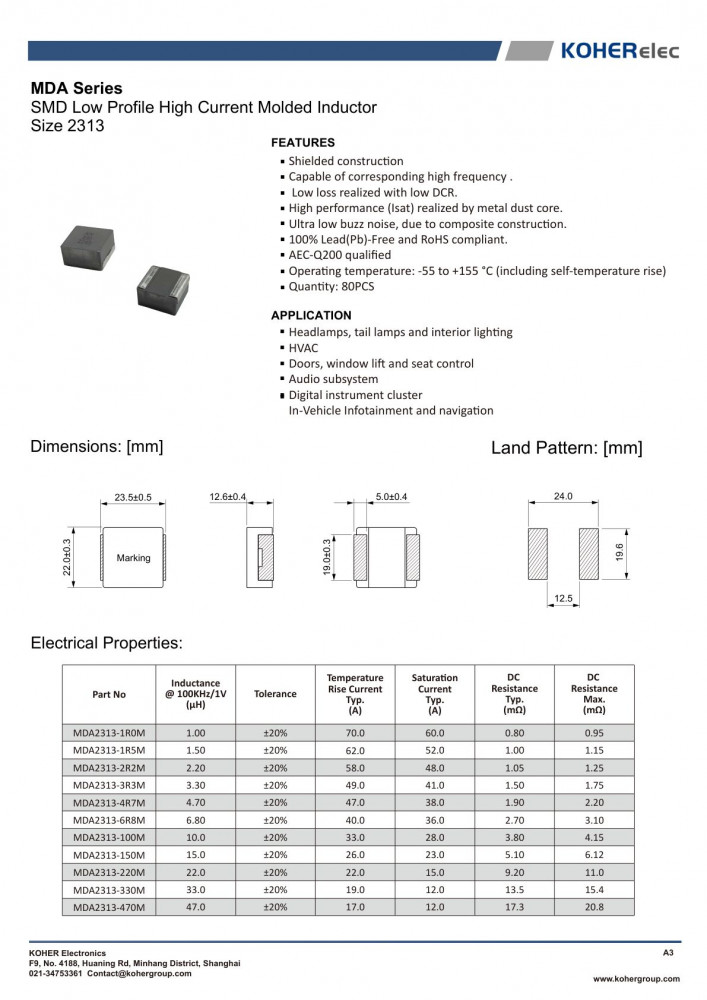 MDA2313 series datasheet page 1