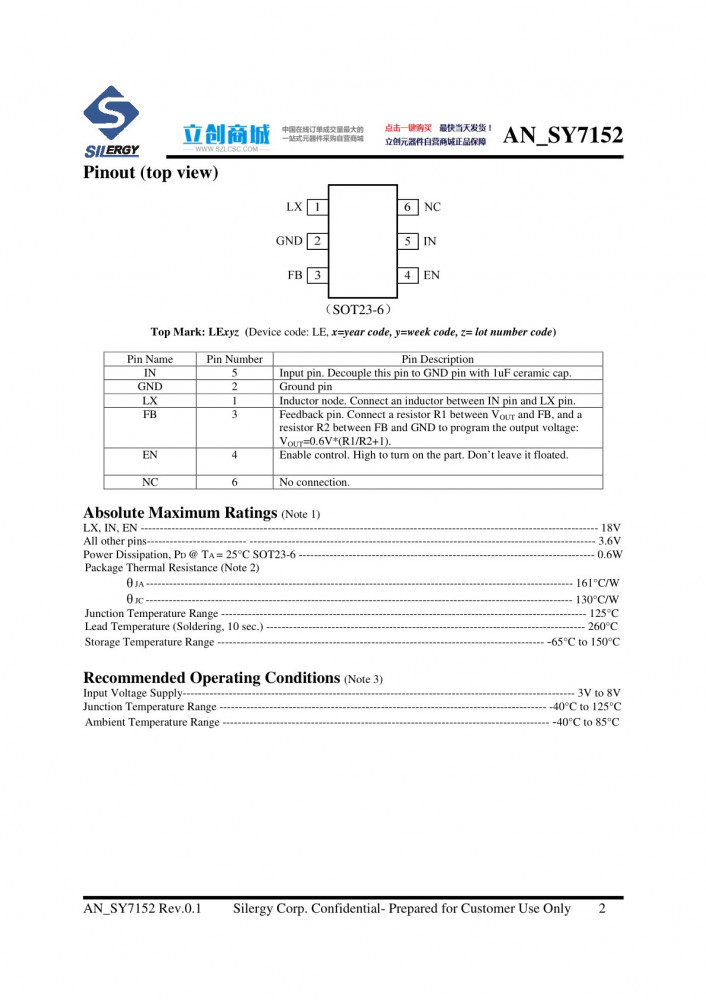 SY7152ABC datasheet page 2