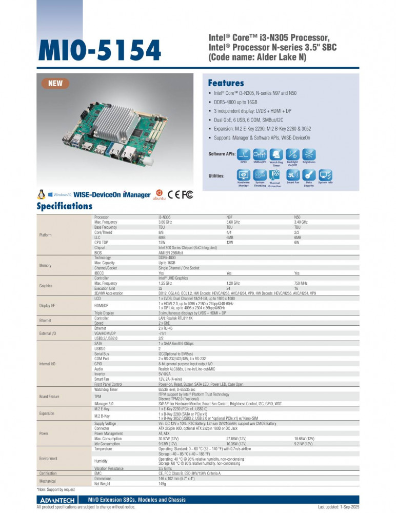 MIO-5154 technical document page 1