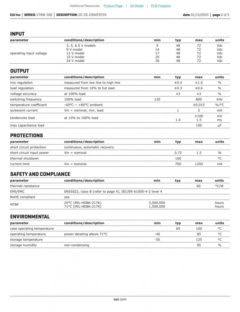 V7824W-500 datasheet page 2
