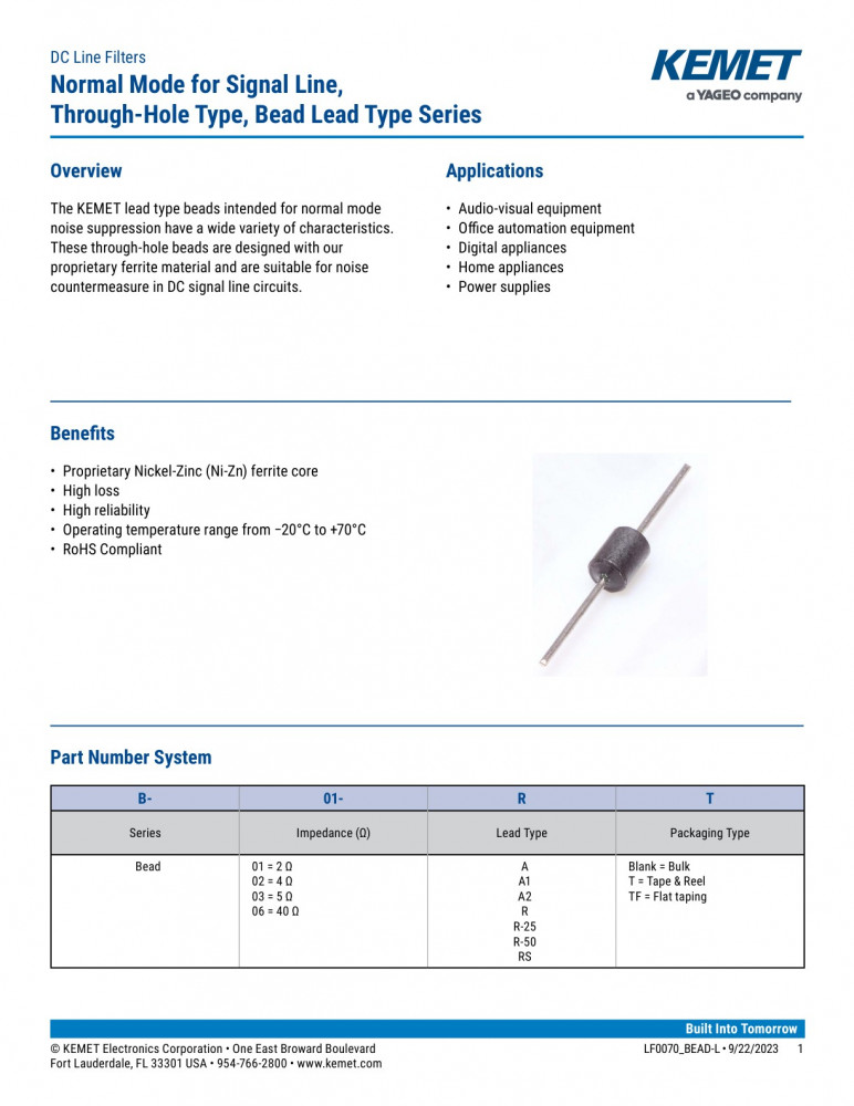KEMET B-01-AT document page 1