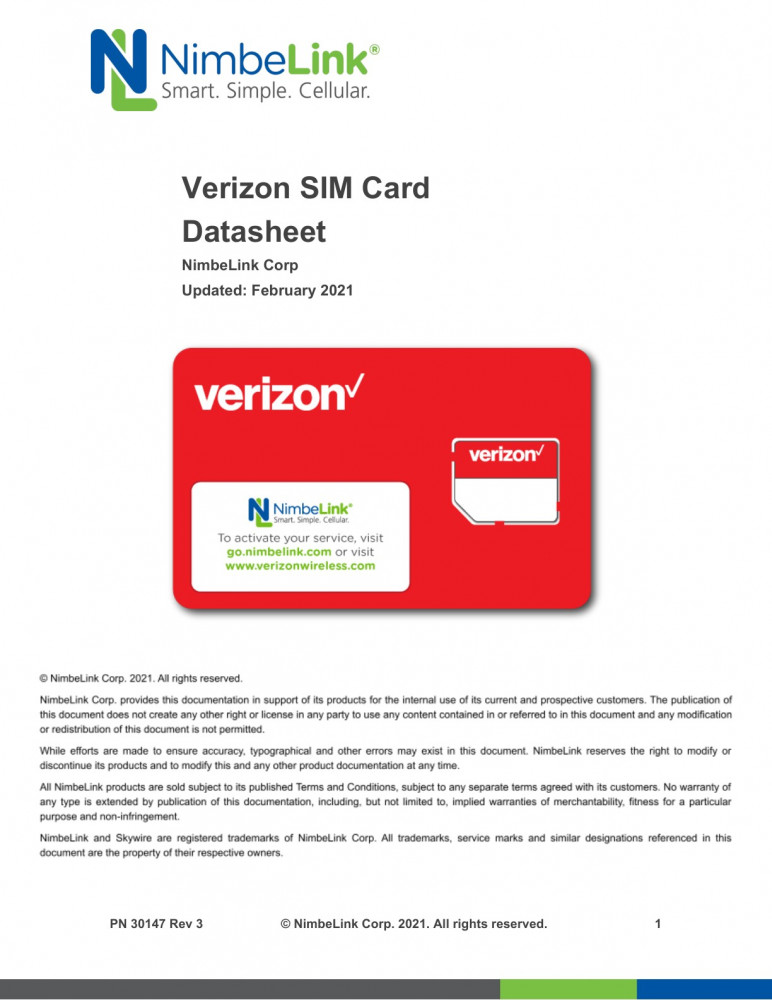 NL-SIM-COM datasheet page 1