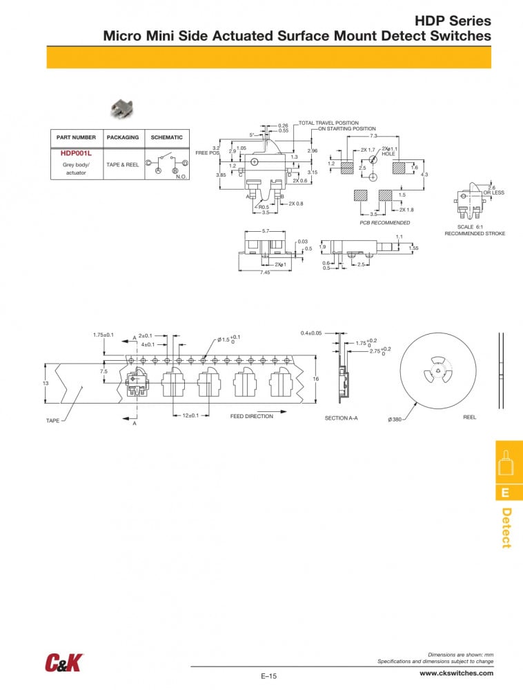 C&K HDP Series technical document page 2