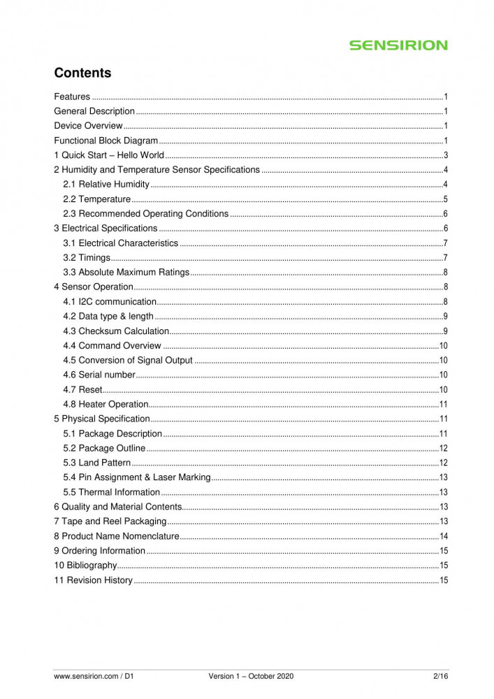SHT4x datasheet page 2