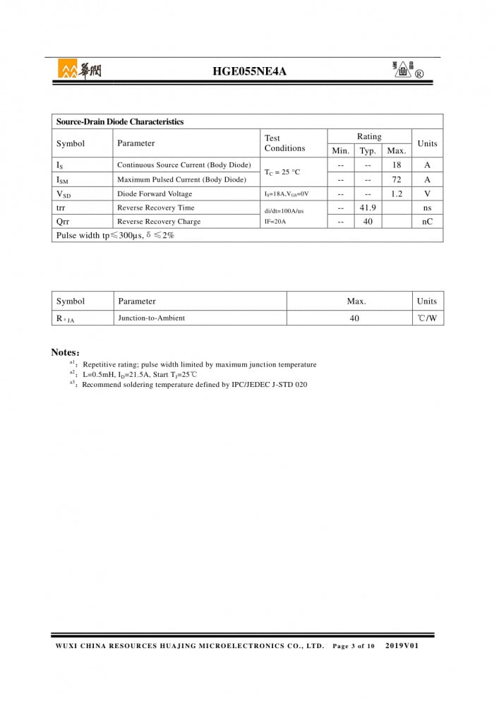 HGE055NE4A datasheet page 3
