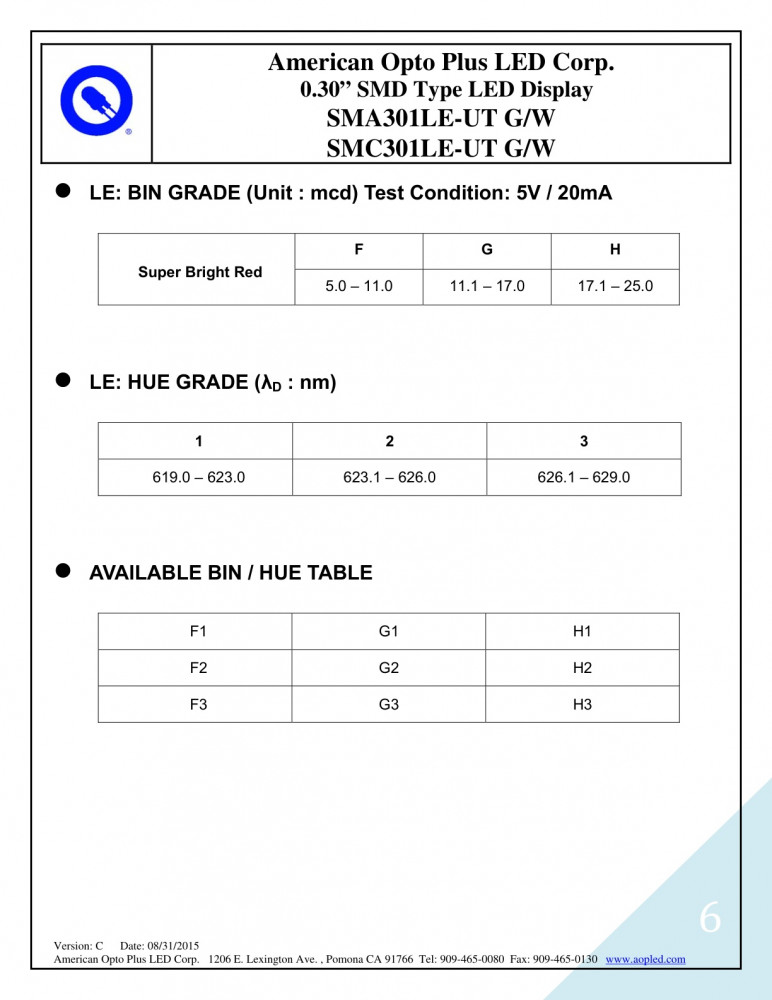 SMC301LE-UT G/W datasheet page 6
