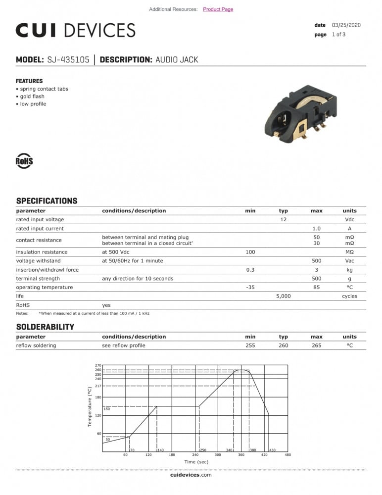 SJ-435105 datasheet page 1