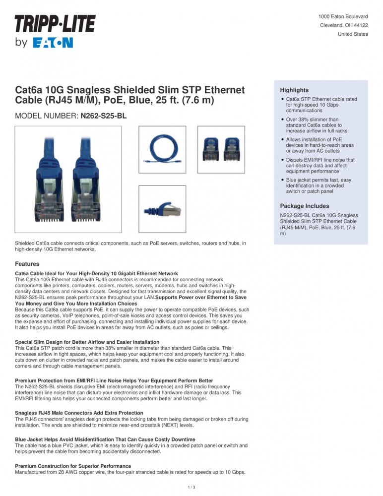 N262-S25-BL technical document page 1
