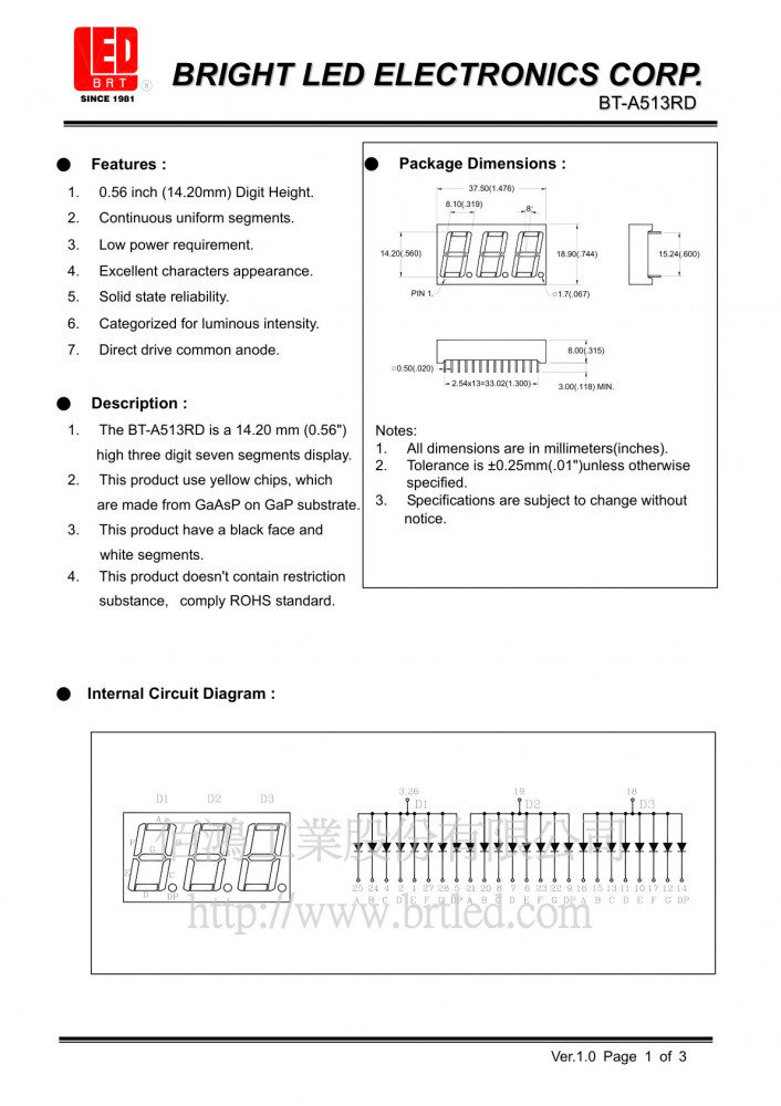 BT-A513RD datasheet page 1