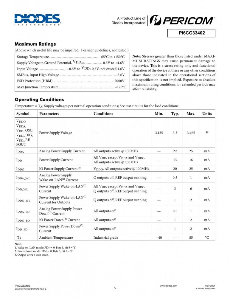 PI6CG33402 datasheet page 5