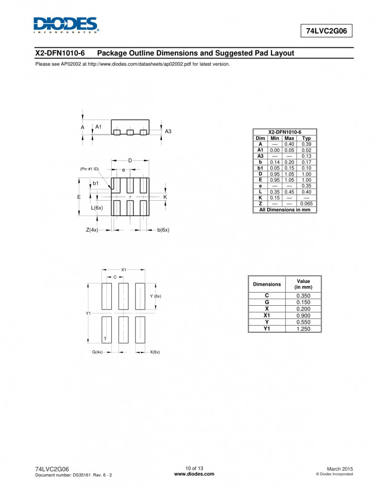 74LVC2G06W6-7 datasheet page 10