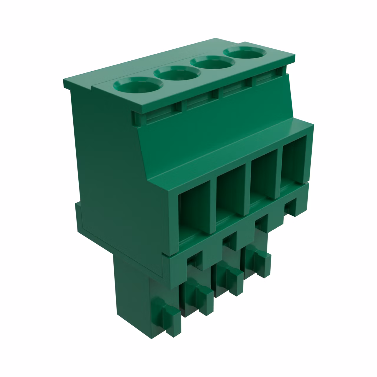 3.50mm Pitch Eurostyle Vertical Plug, Front Wire Entry, Green Housing, 4  Circuits for sale