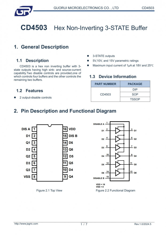 CD4503S technical document page 1
