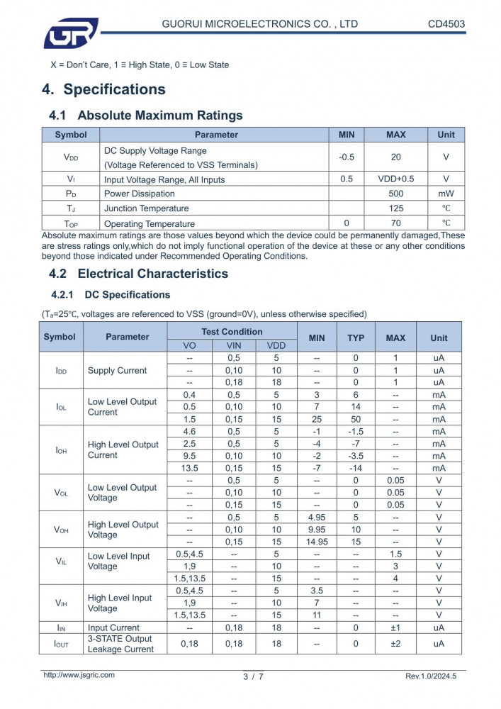 CD4503S technical document page 3