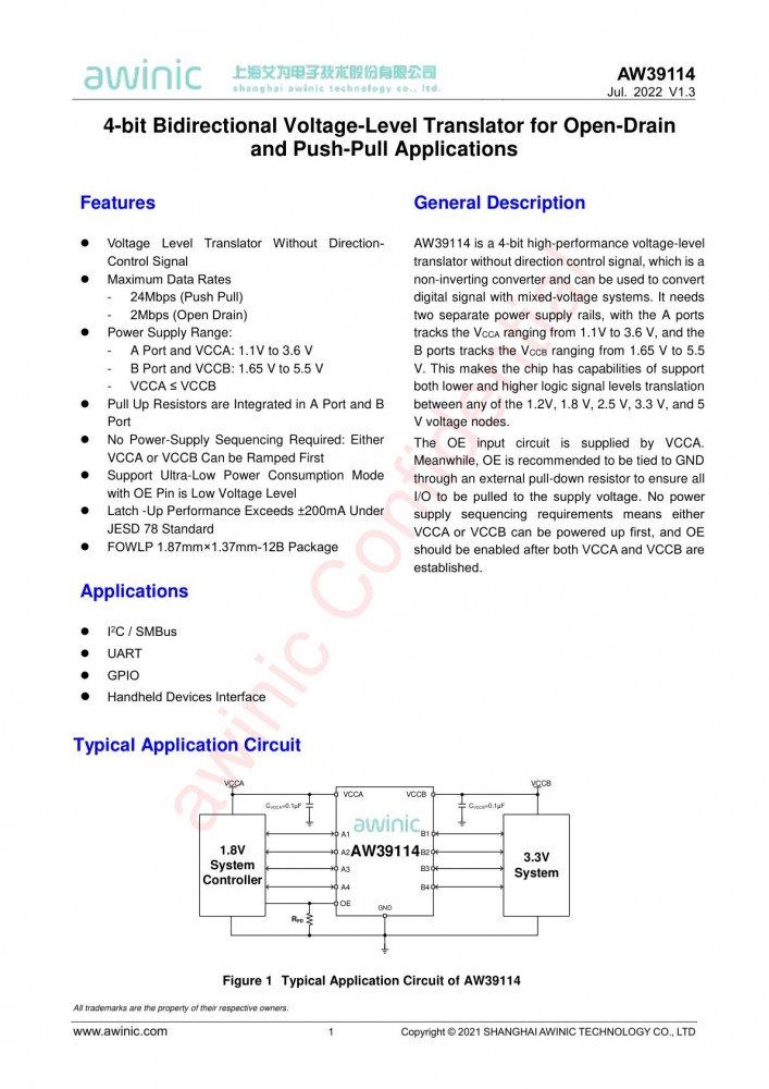 AW39114FOR datasheet page 1