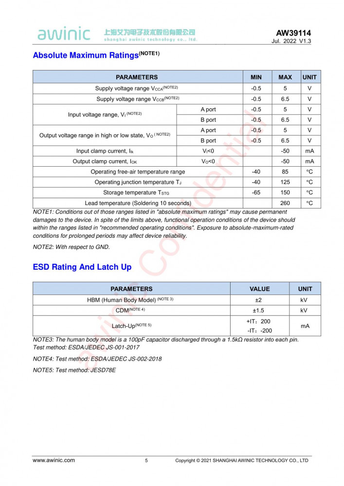 AW39114FOR datasheet page 5