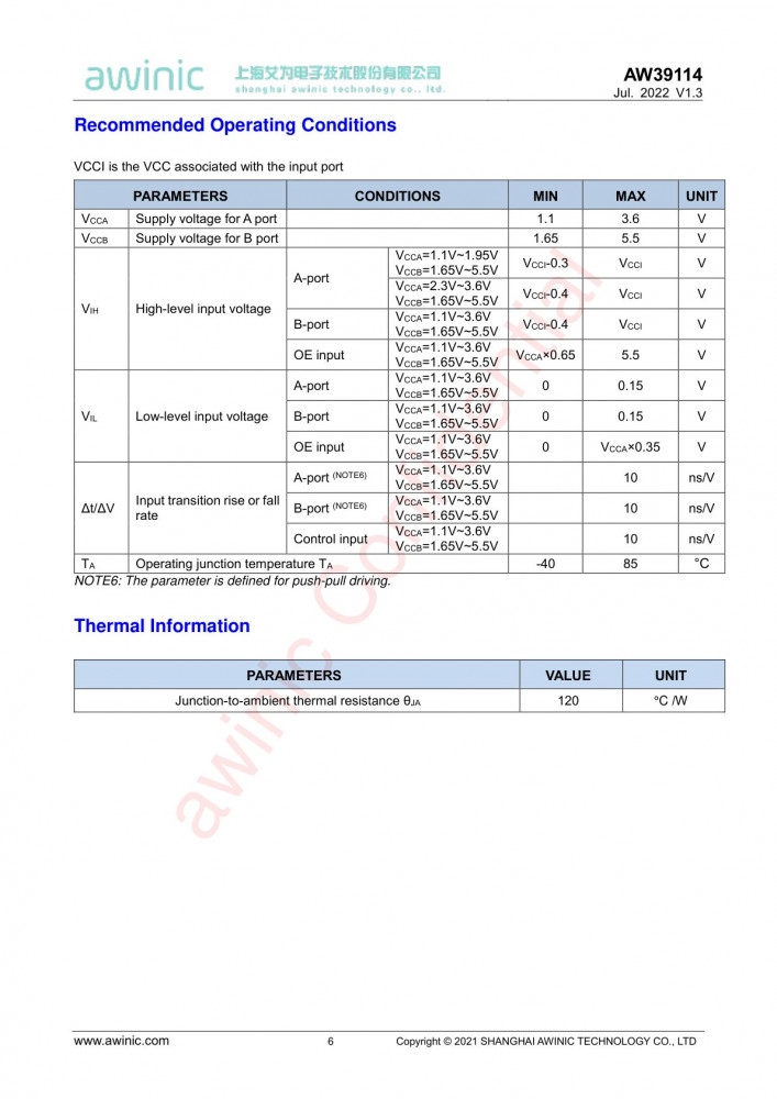 AW39114FOR datasheet page 6