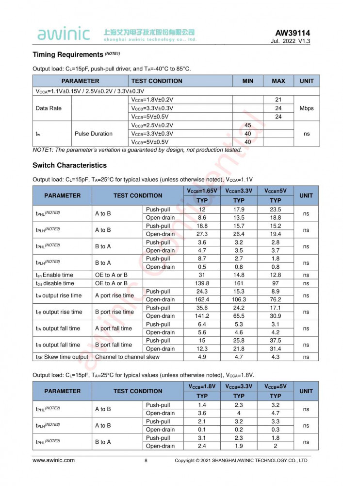 AW39114FOR datasheet page 8