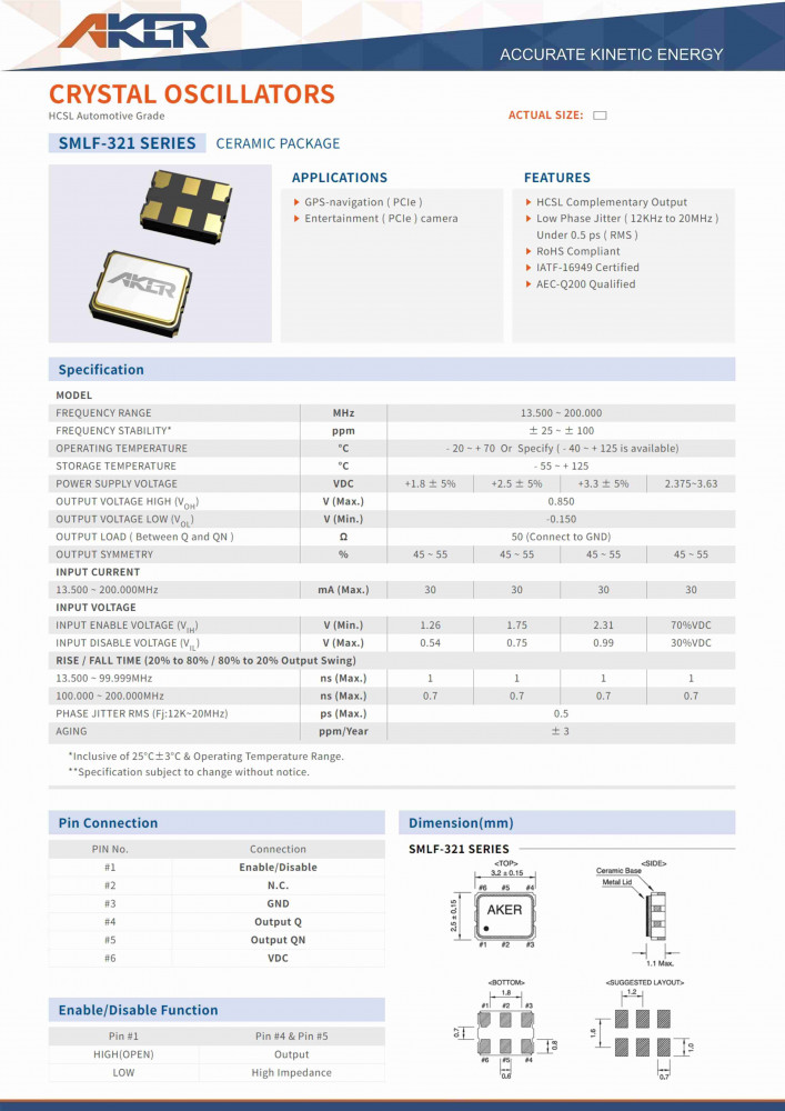 AKER SMLF-321 Series technical document image
