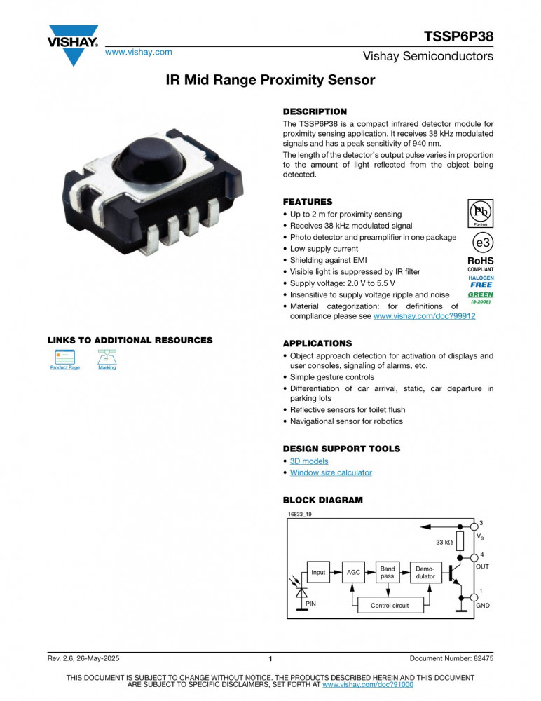 TSSP6P38TT technical document page 1