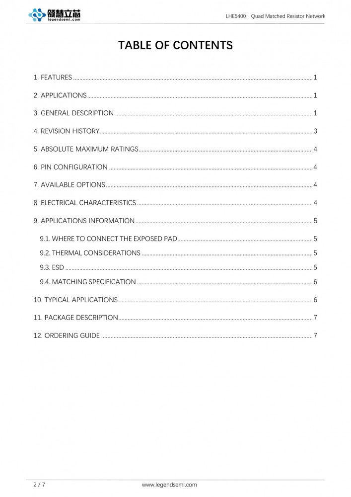 LHE5400 datasheet page 2