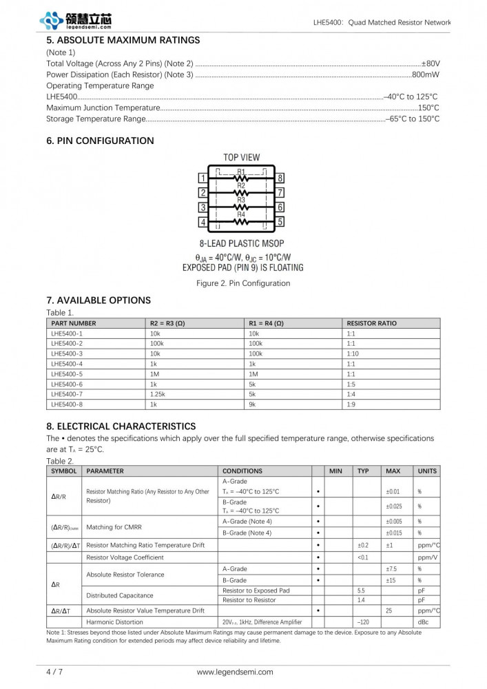 LHE5400 datasheet page 4