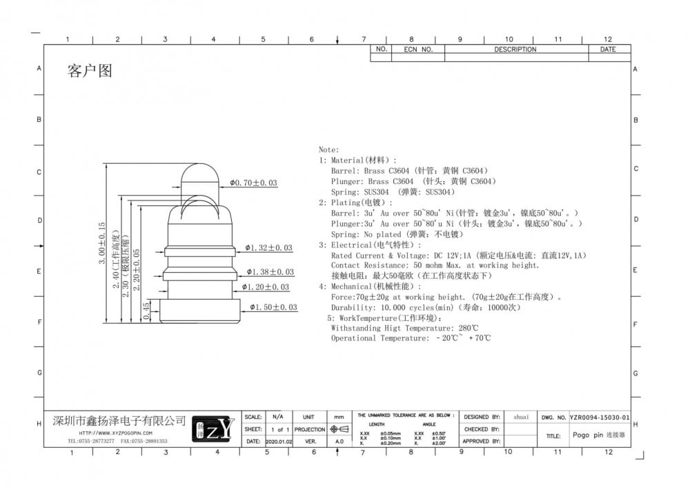 YZR0094-15030-01 specification page 3