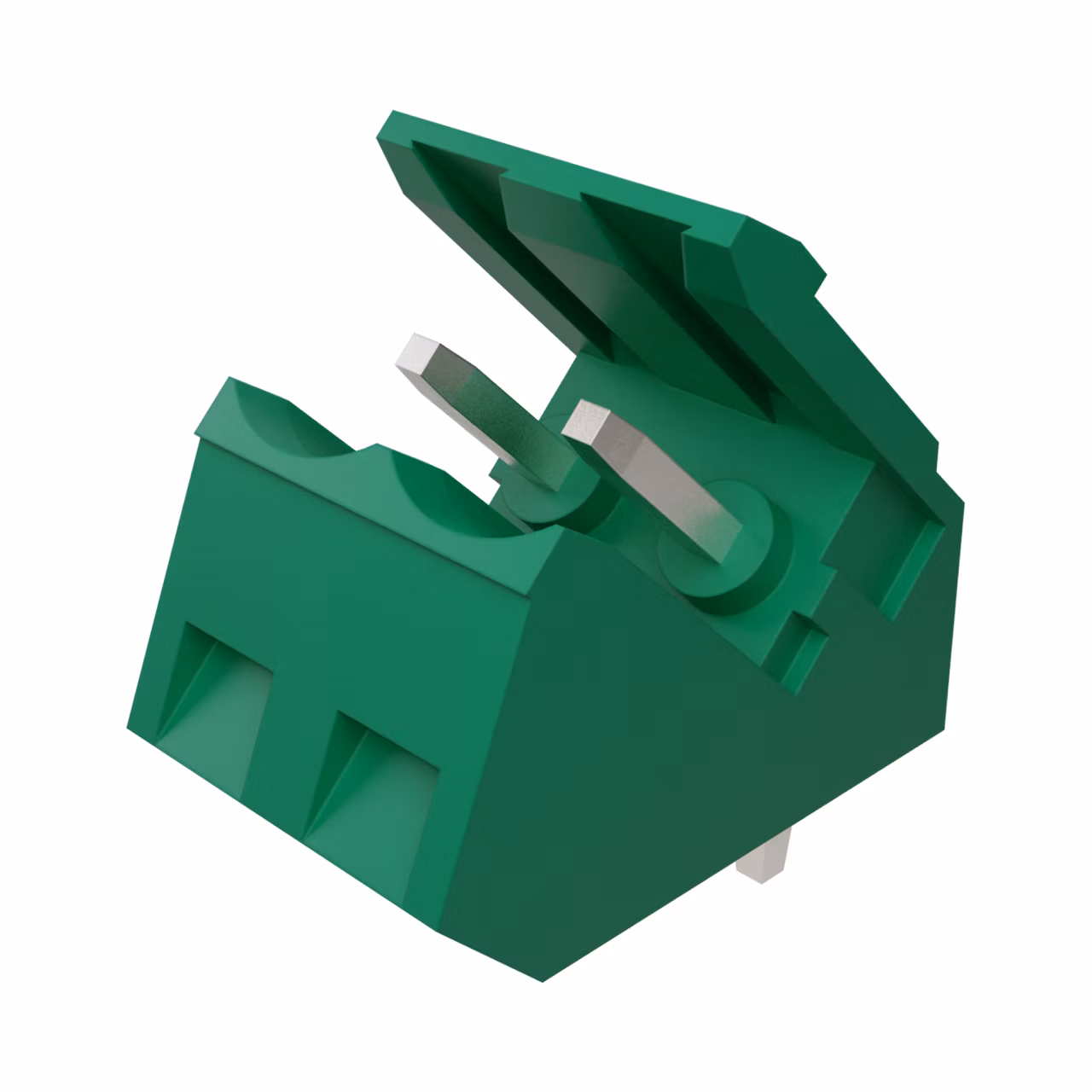 5.00mm Pitch Eurostyle 45° Angle PCB Header, Open Ends, 2 Circuits, Green for sale
