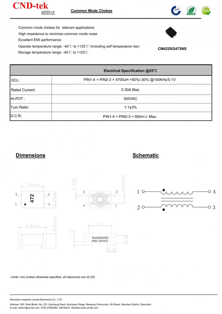 CM422SG472NS technical document preview