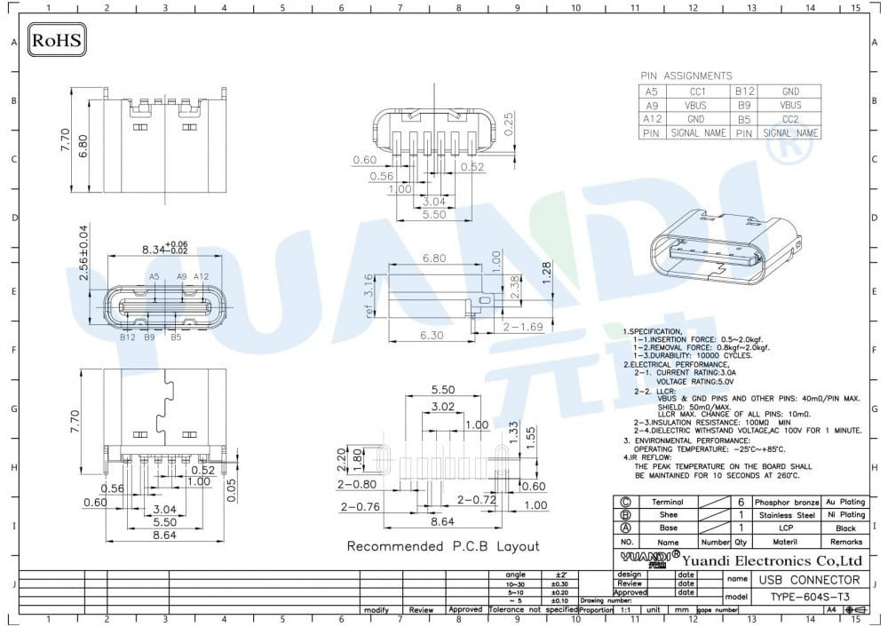 TYPE-604S-T3 technical drawing page 1