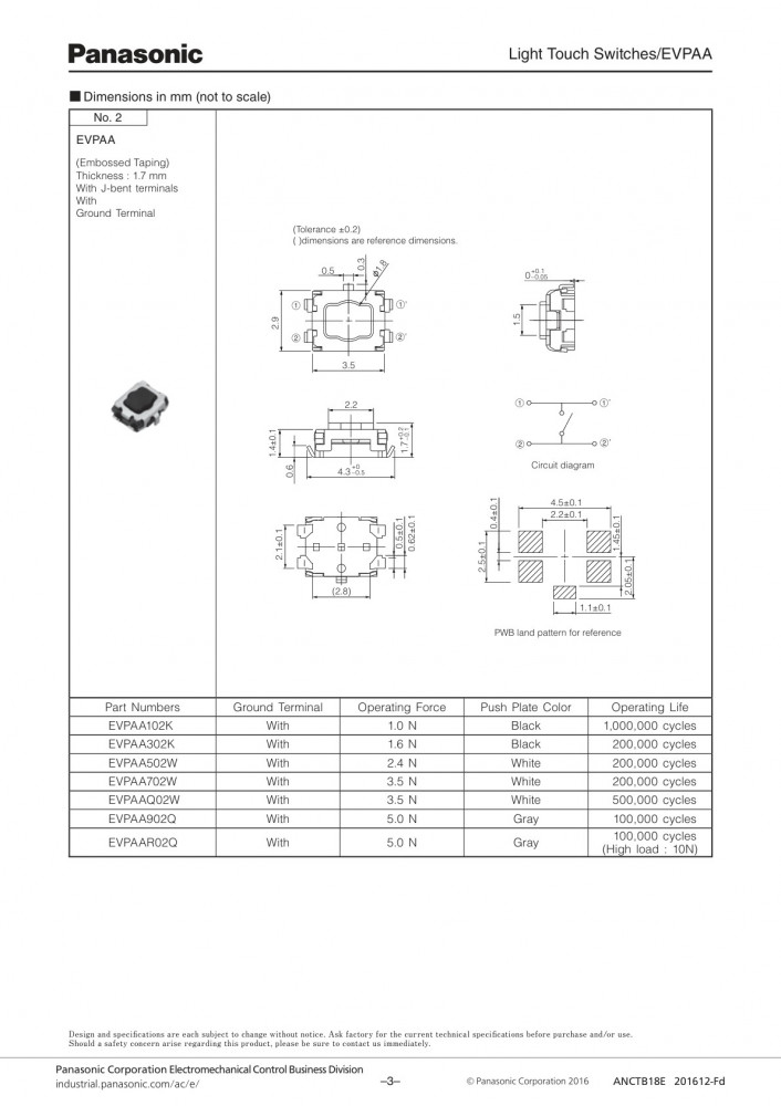 EVPAA series datasheet page 3