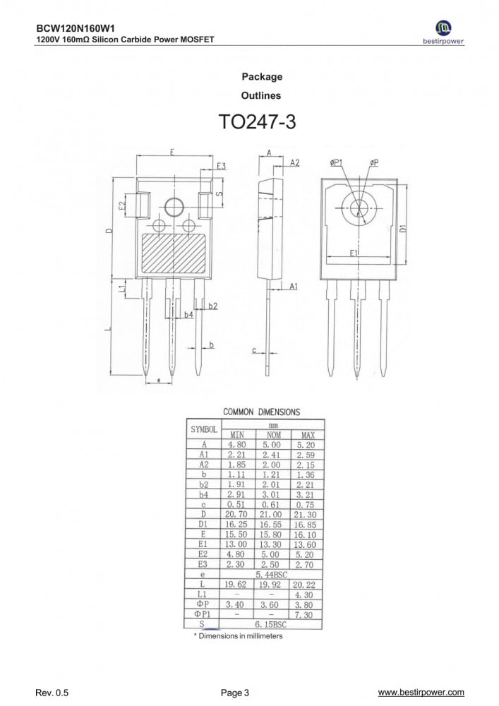 BCW120N160W1 technical document page 3