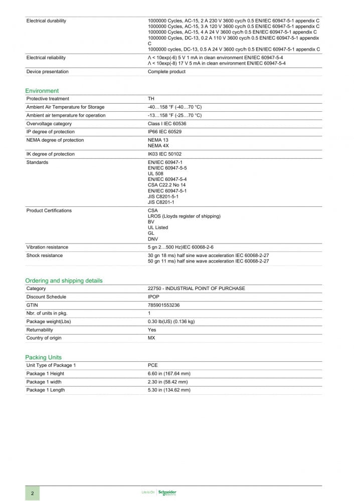 XB4AB1 technical document page 2