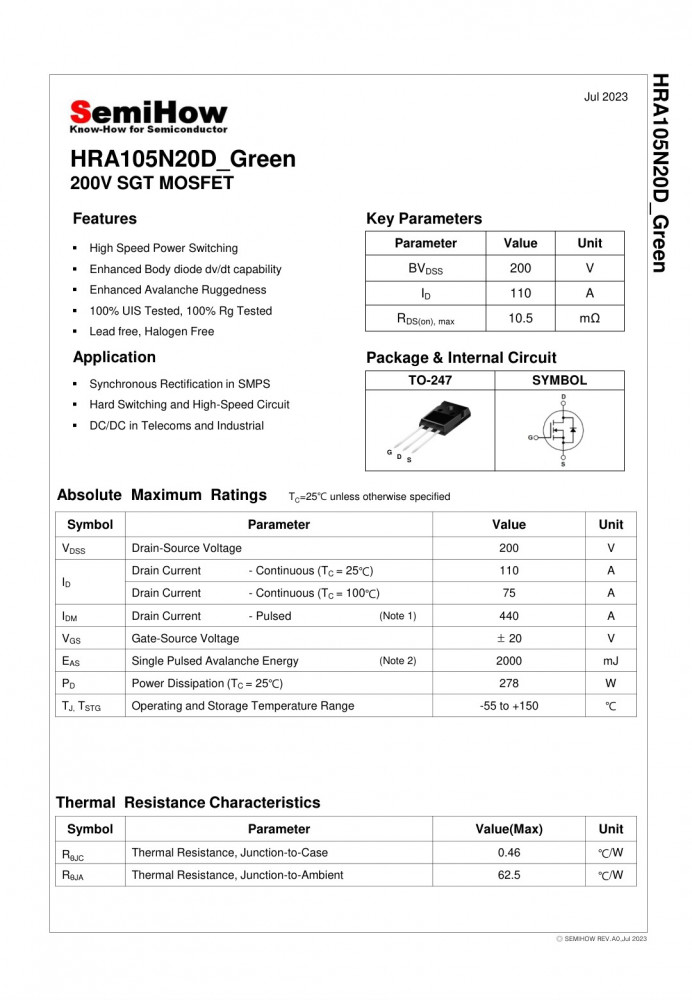 HRA105N20D technical document page 1