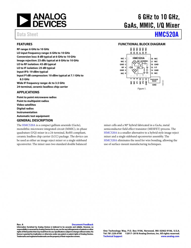 HMC520A datasheet preview, page 1