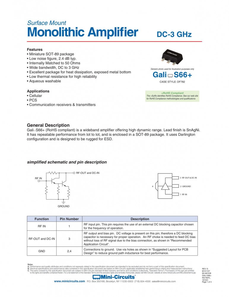 GALI-S66+ datasheet page 1