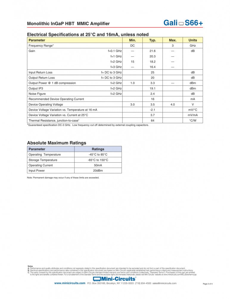 GALI-S66+ datasheet page 2