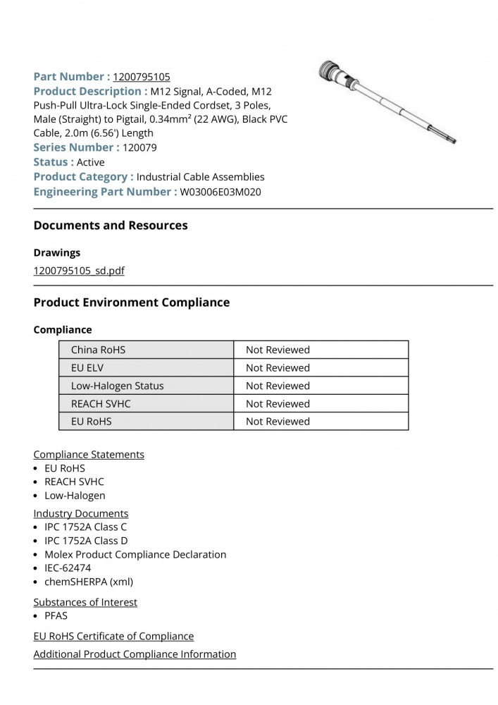 MOLEX U12 Ultra-Lock product drawing page 1