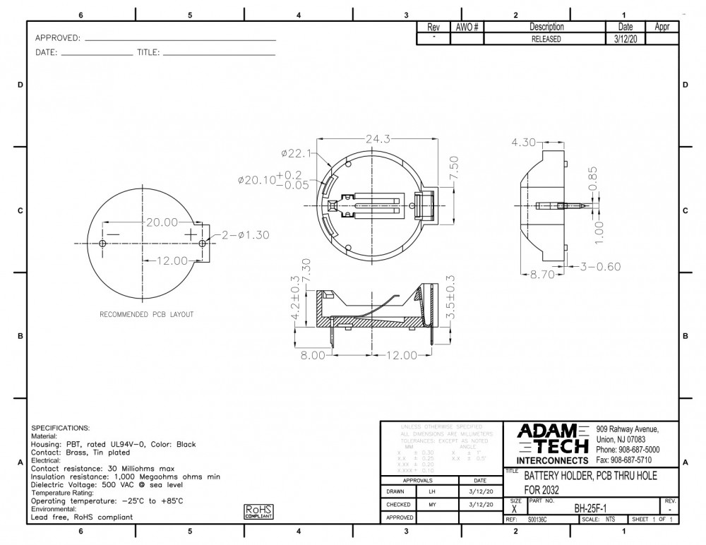 ADAM TECH BH-25F-1 technical document image