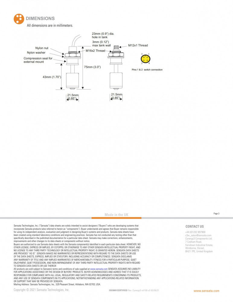 RSF100 series product documentation page 3