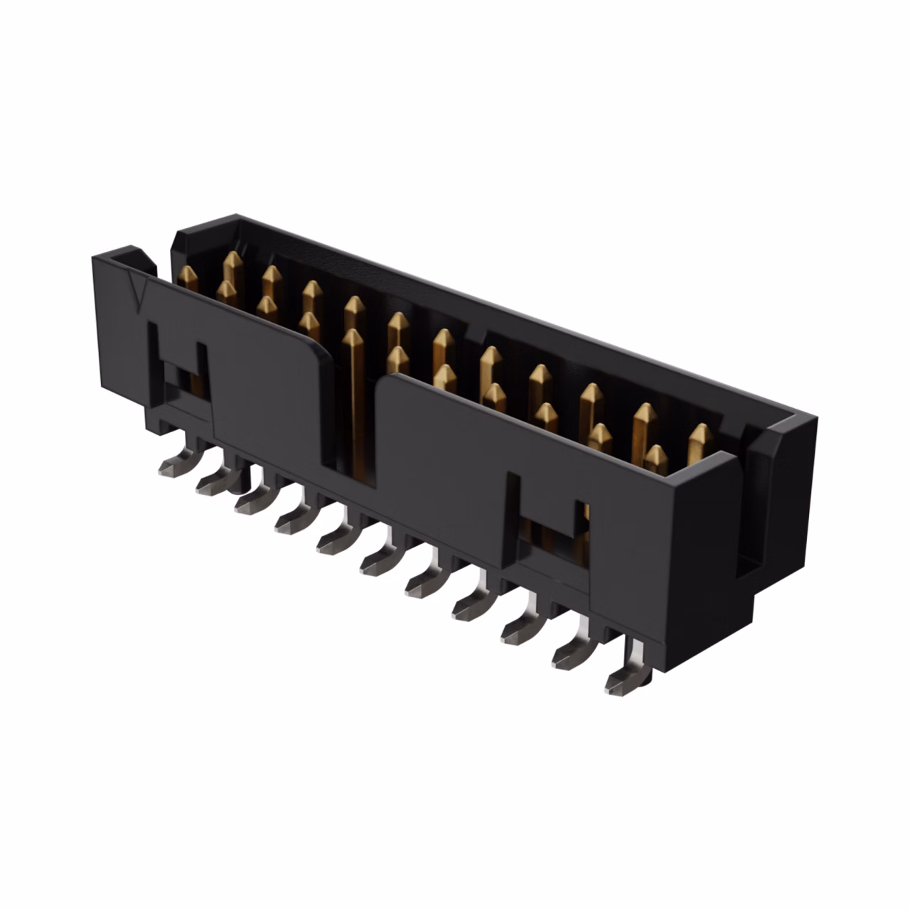 2.00mm Pitch, Milli-Grid PCB Header, Dual Row, Vertical, Surface Mount, Shrouded, 22 Circuits, 0.76µm Gold (Au) Plating, Dual Side Slots, Dual Friction Locks, Center Polarization, with Pegs, Tape and Reel for sale