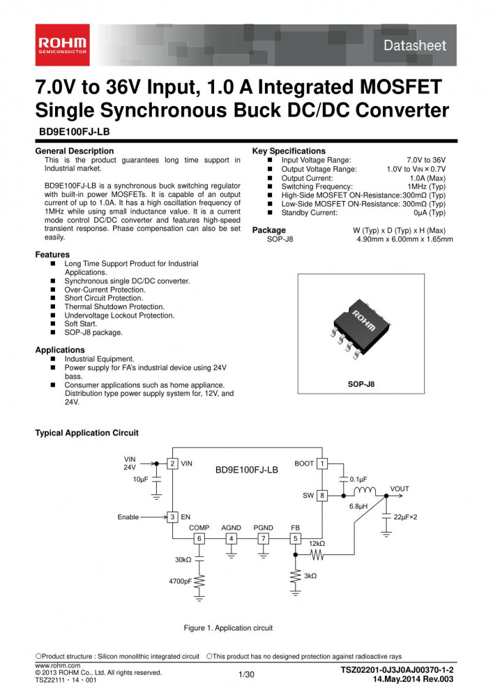BD9E100FJ-LBGE2 technical document page 1