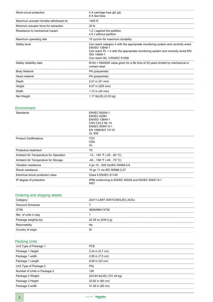 XCSLE3535312 technical document page 2
