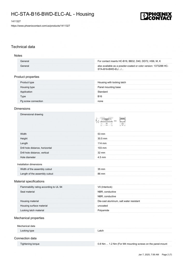 Phoenix Contact 1411327 product data page 2