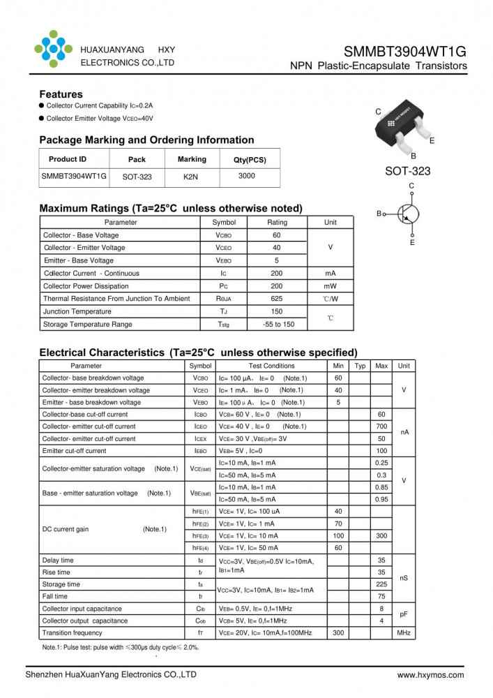 SMMBT3904WT1G-HXY datasheet page 1